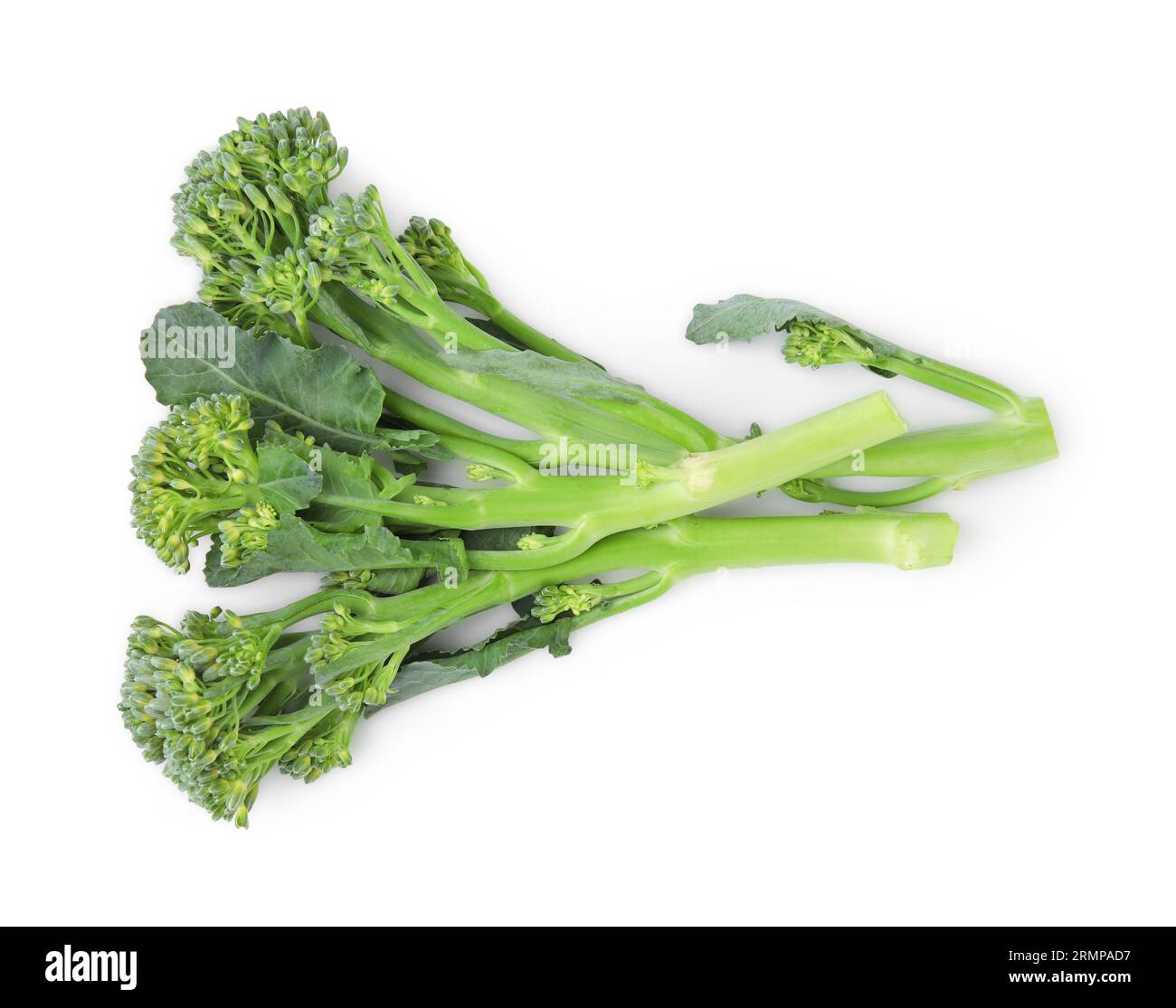 Fresh raw broccolini isolated on white, top view. Healthy food Stock ...