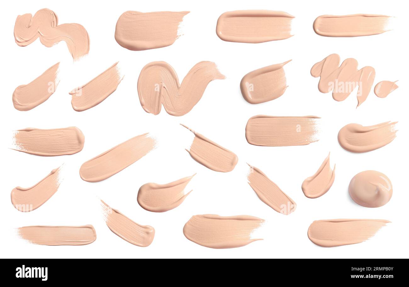 Foundations of various textures for different skin types isolated on ...