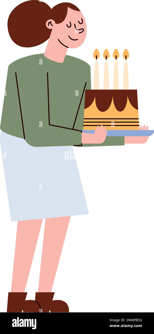 woman with a cake vector isolated Stock Vector Image & Art - Alamy