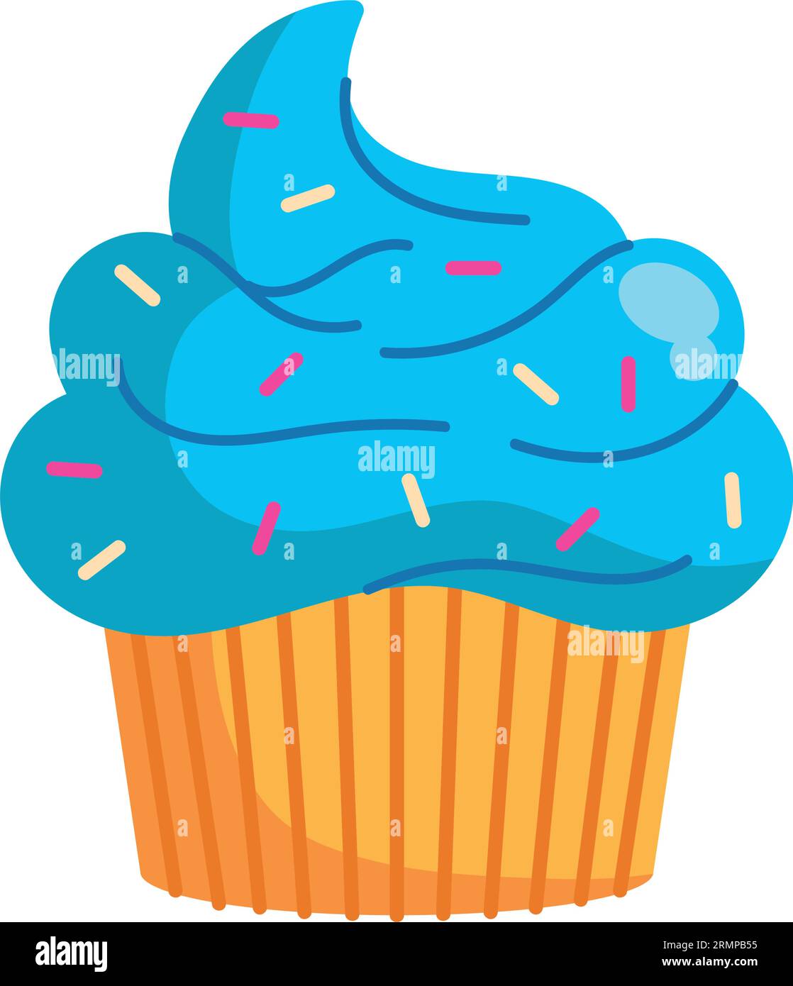 blue cupcake with sprinkles vector isolated Stock Vector Image & Art ...