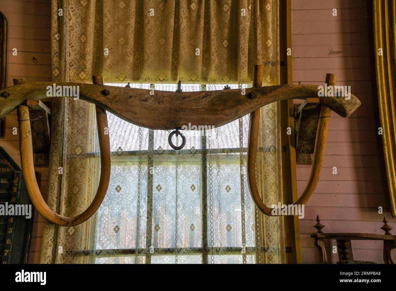 Antique Primitive Hand-made Wooden Double Ox Oxen Yoke. On display in ...