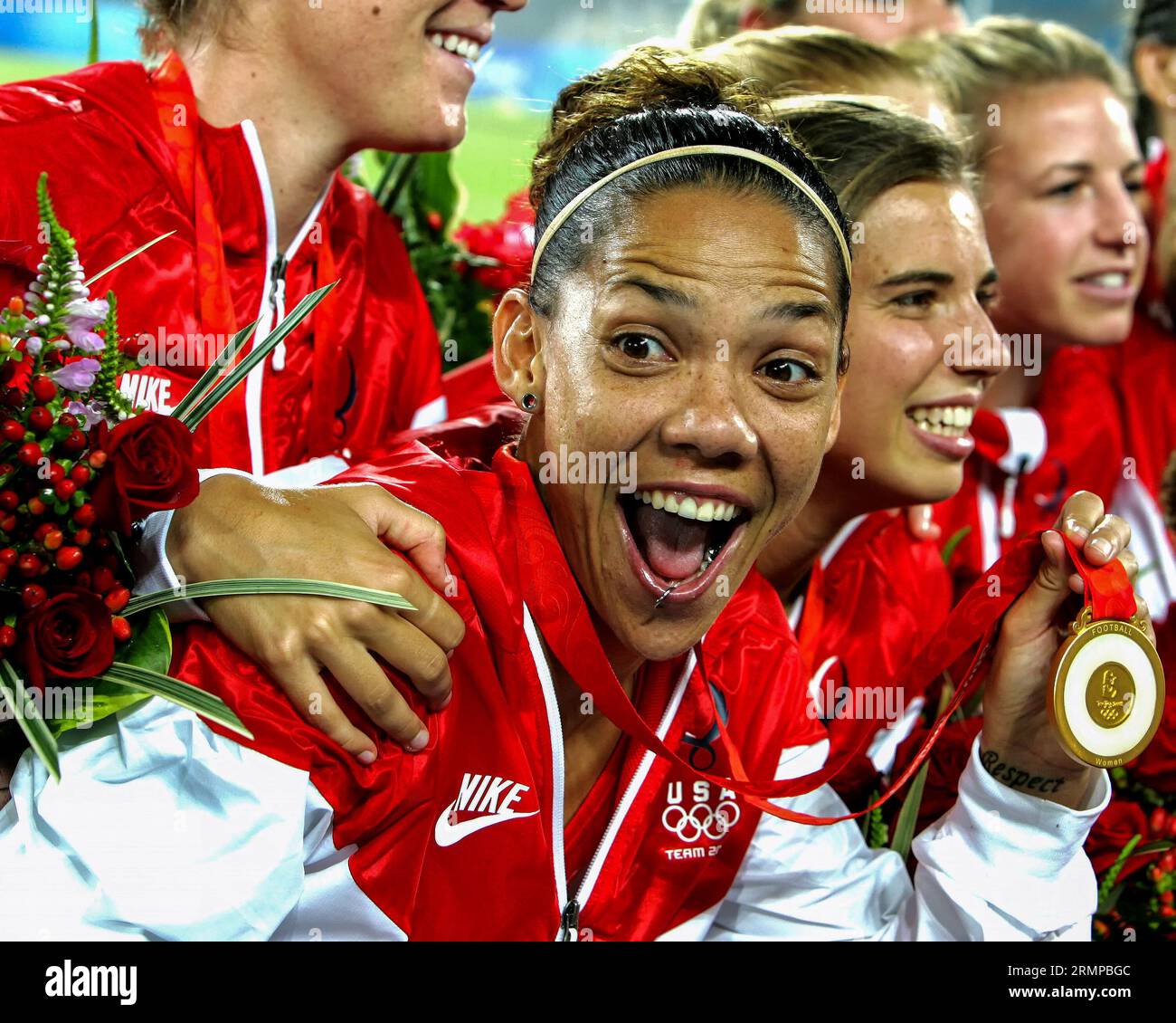 Champions. US women's soccer team win gold at Beijing Olympics in 2008 ...