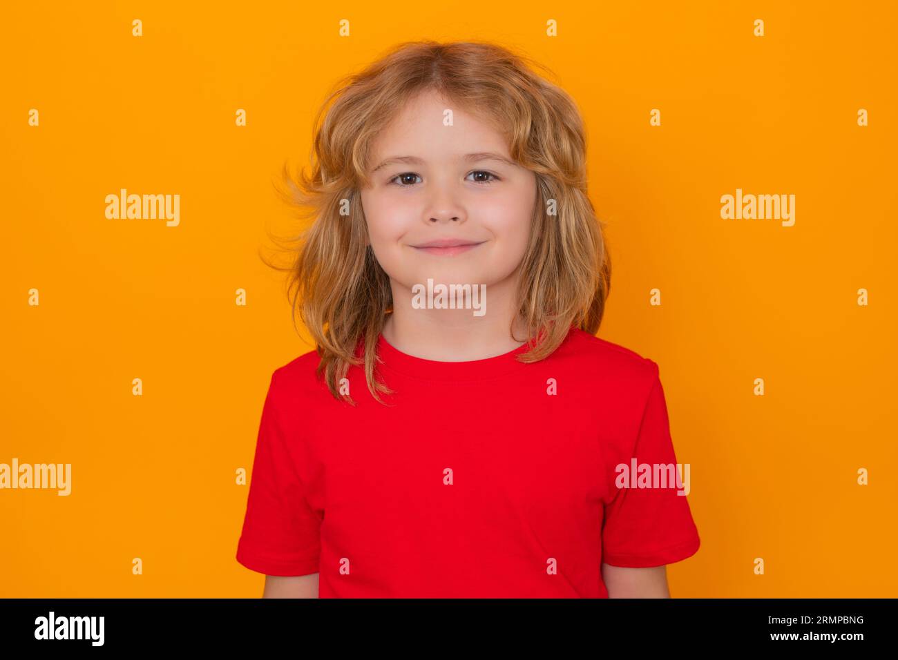 Portrait of cute smiling child boy, isolated studio background. Happy ...