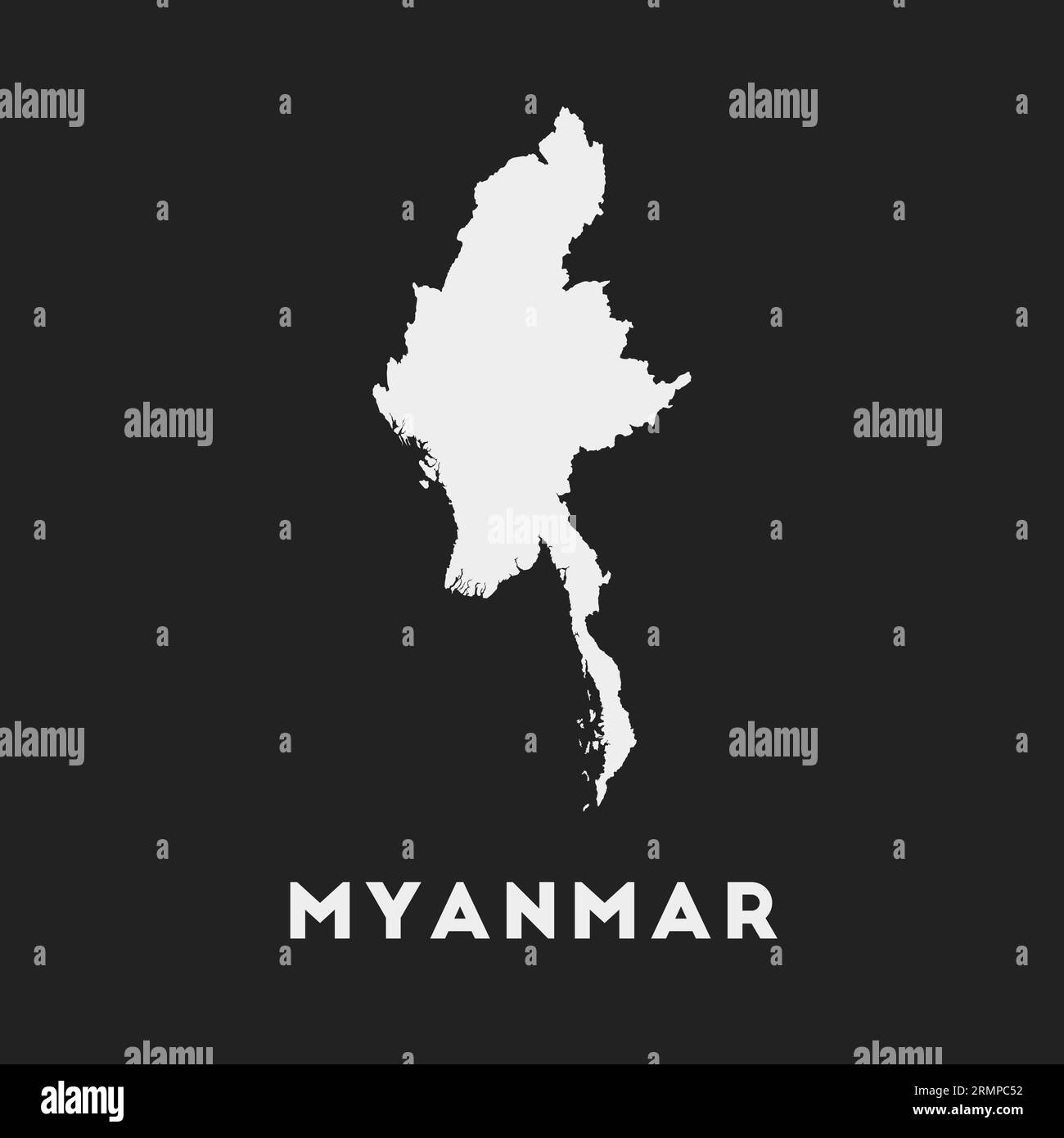 Myanmar Icon Country Map On Dark Background Stylish Myanmar Map With