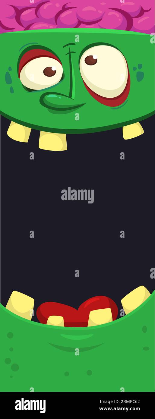 Cartoon angry zombie face avatar. Halloween vector illustration of ...