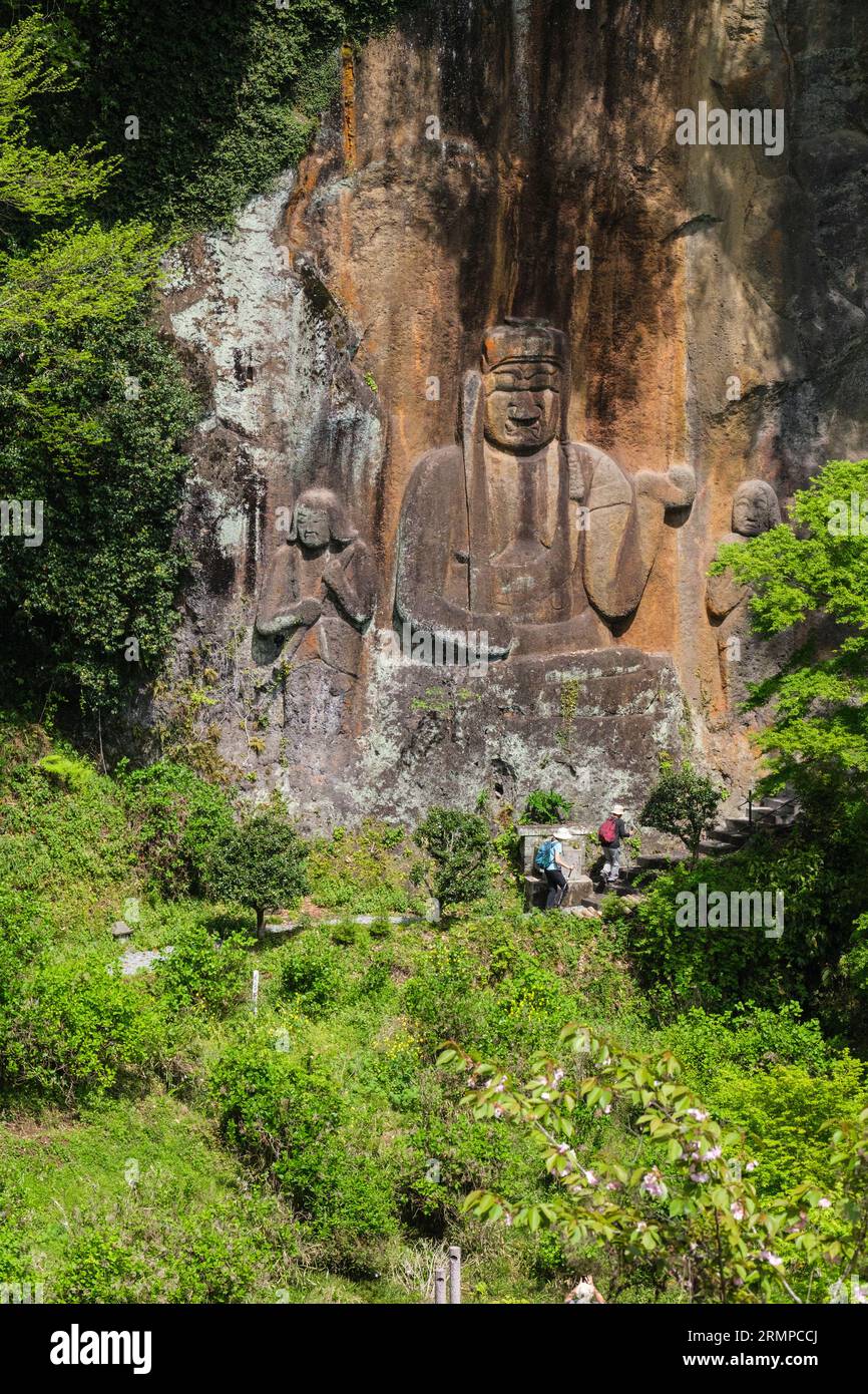 Japan, Kyushu. Fuko-ji Buddhist Temple. Magaibutsu Rock Carvings Stock ...