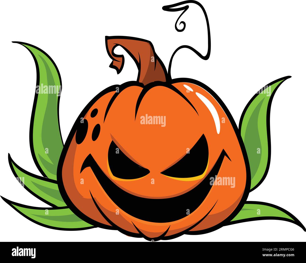 Cartoon halloween pumpkin head with scary expression. Vector ...