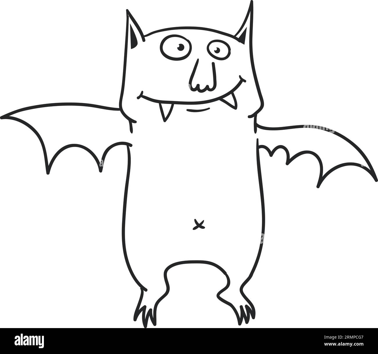 Cartoon funny fat bat flying. Halloween vector bat vampire outlined ...