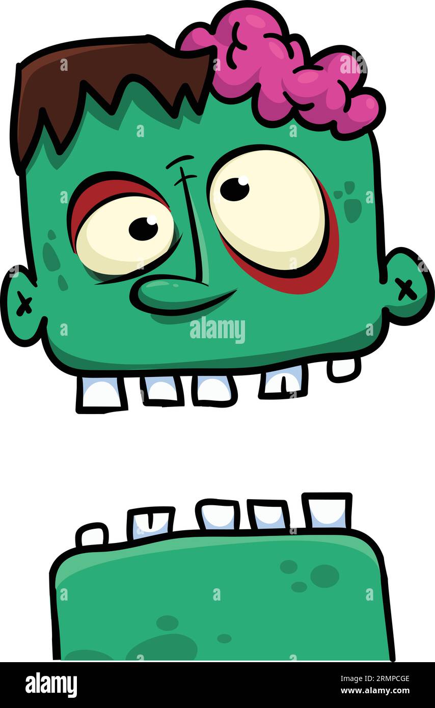 Cartoon angry zombie. Halloween vector illustration of funny zombie ...