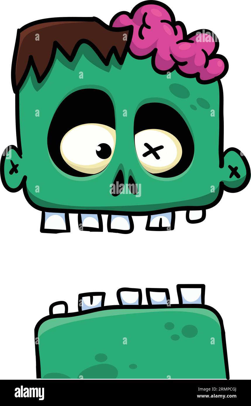 Cartoon angry zombie. Halloween vector illustration of funny zombie ...