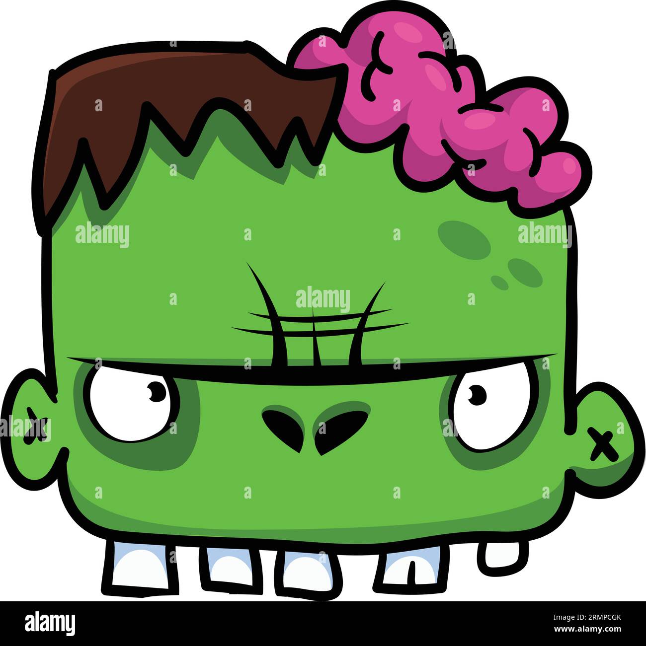 Cartoon angry zombie. Halloween vector illustration of funny zombie ...