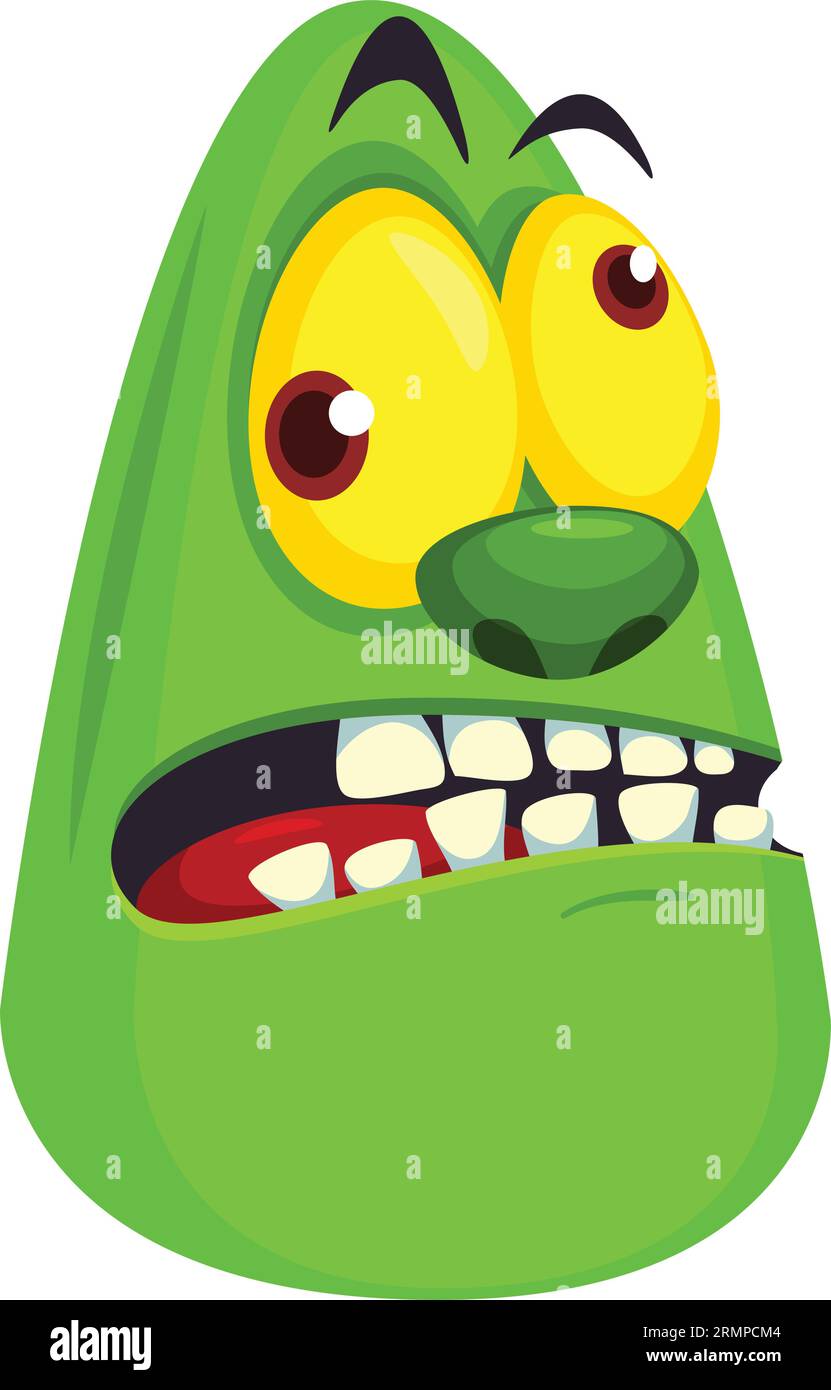 Cartoon angry zombie head. Halloween vector illustration of funny ...