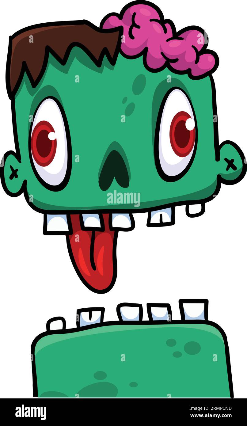 Cartoon angry zombie. Halloween vector illustration of funny zombie ...