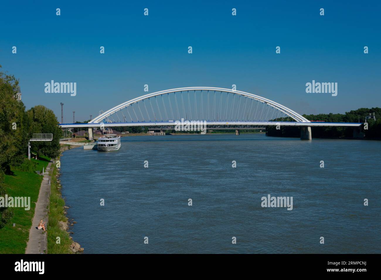 Bratislava, Slovakia. August 14, 2023. Apollo Bridge, Apollo Most. A ...