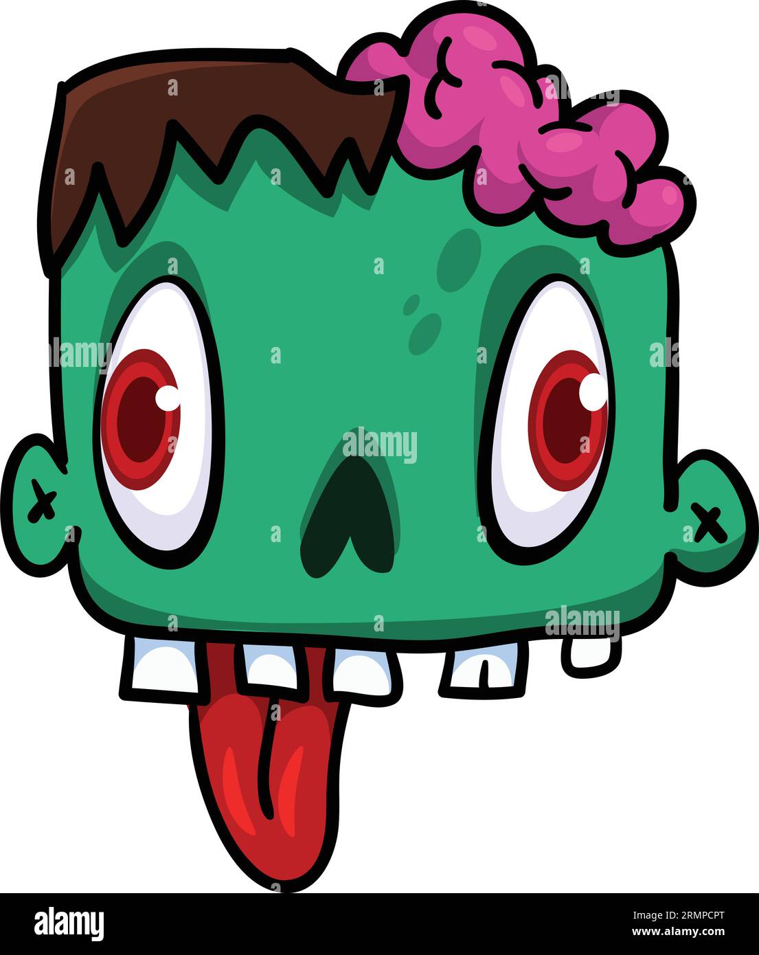 Cartoon angry zombie. Halloween vector illustration of funny zombie ...