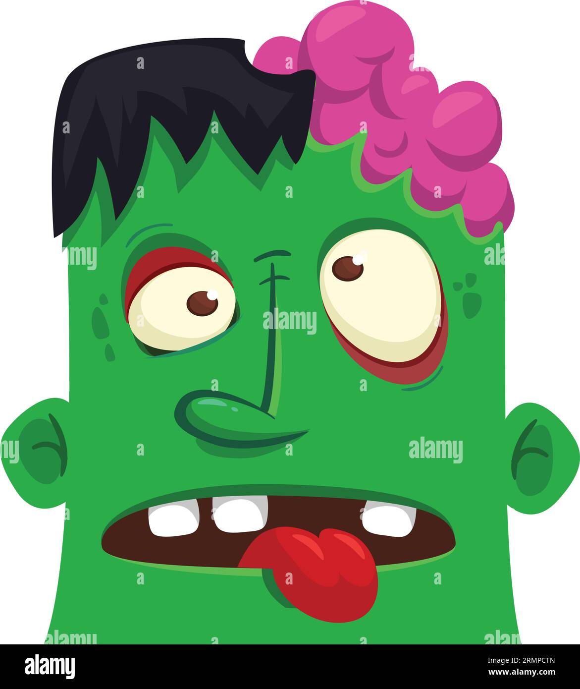Cartoon angry zombie head. Halloween vector illustration of funny ...