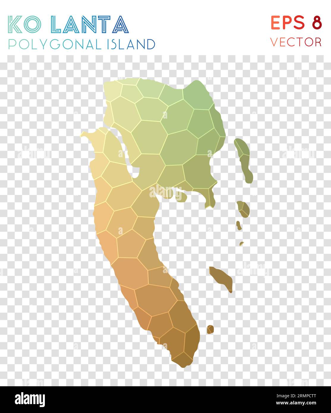 Ko Lanta polygonal map, mosaic style island. Vibrant low poly style ...
