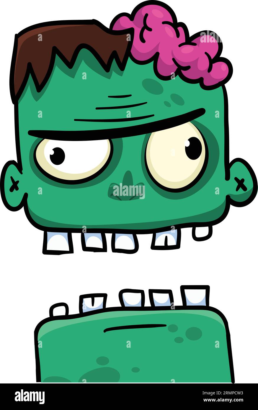 Cartoon angry zombie. Halloween vector illustration of funny zombie ...