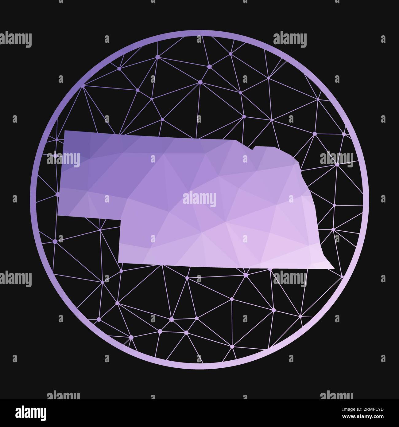 Nebraska icon. Vector polygonal map of the US state. Nebraska icon in ...