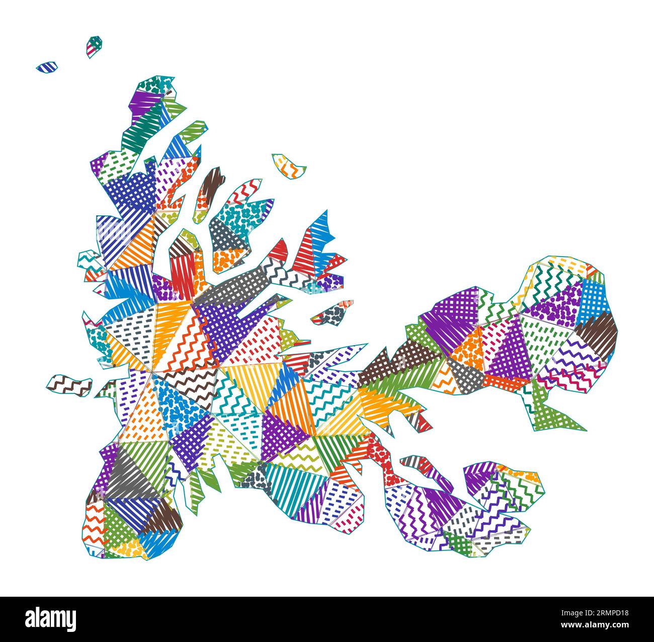 Kid-style map of TAAF with hand-drawn polygons. Vector illustration ...