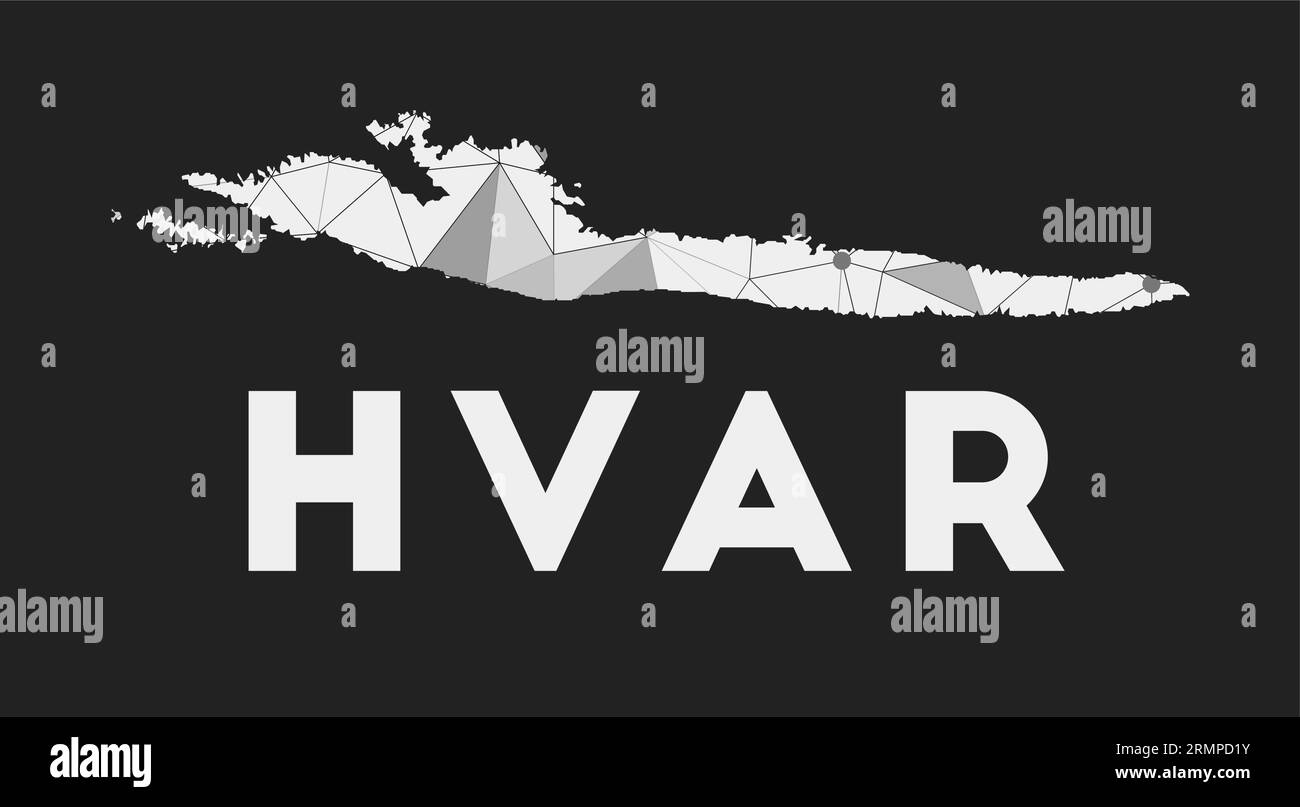 Hvar - communication network map of island. Hvar trendy geometric ...