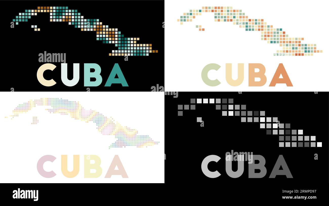 Cuba map. Collection of map of Cuba in dotted style. Borders of the ...