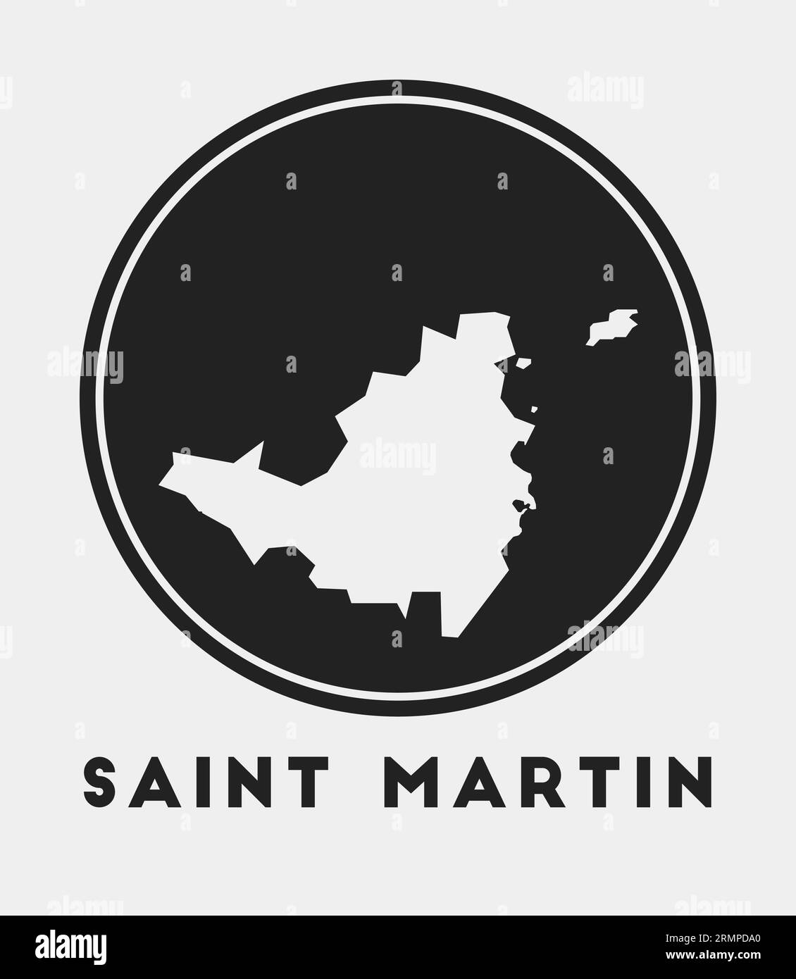 Saint Martin icon. Round logo with island map and title. Stylish Saint ...