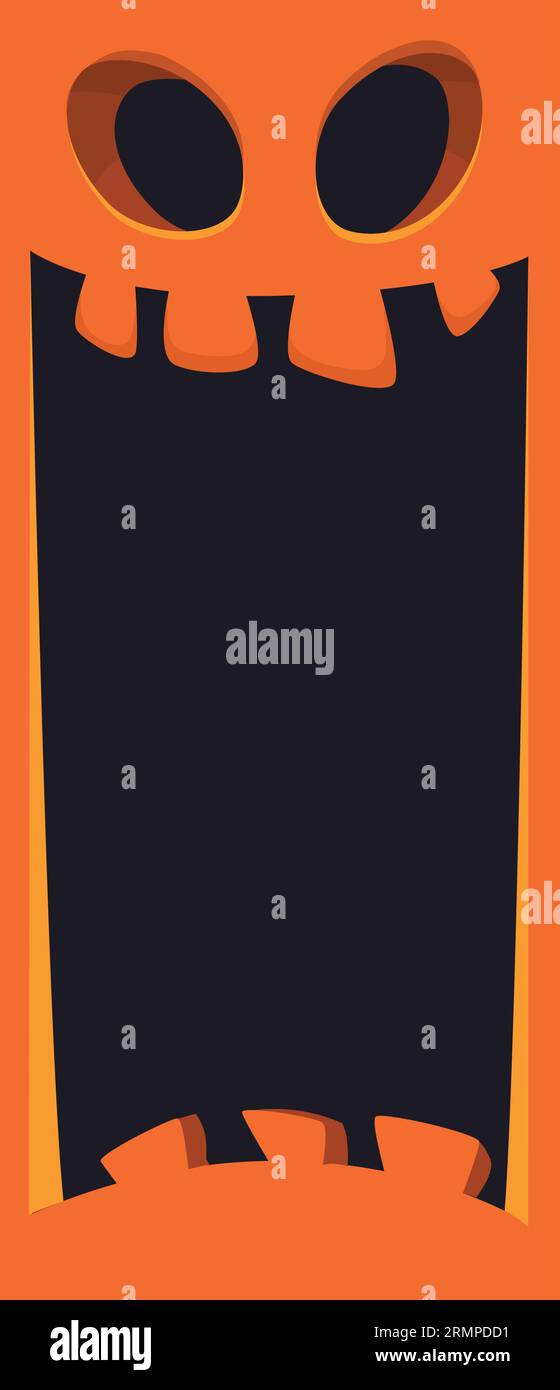 Halloween pumpkin head with scary face expression. Vector cartoon ...