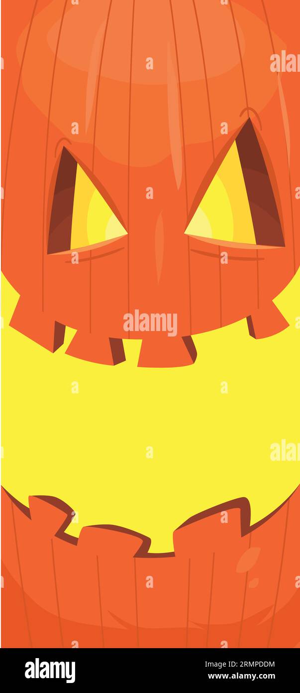 Halloween pumpkin head with scary face expression. Vector cartoon ...