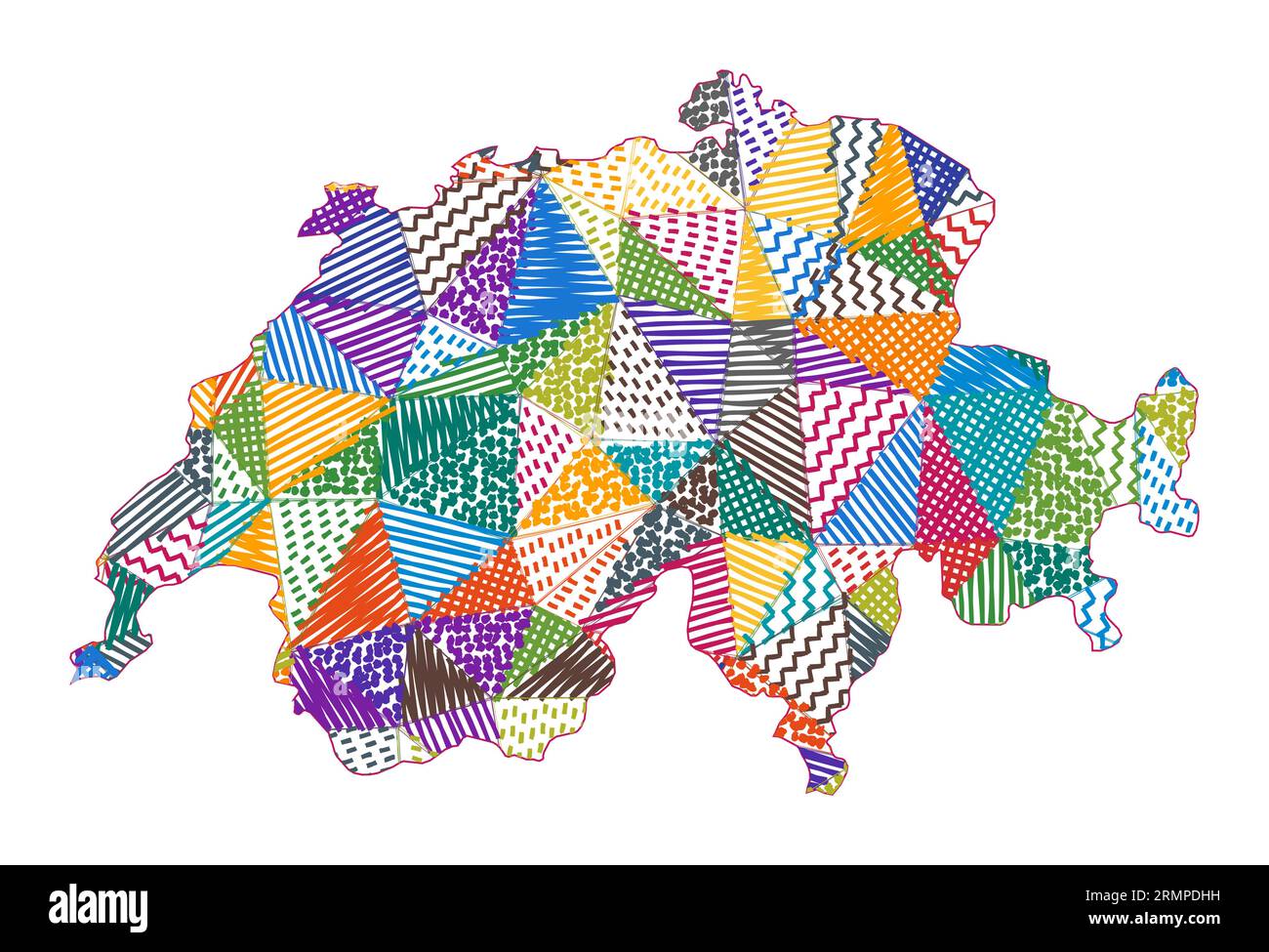 Kid style map of Switzerland. Hand drawn polygons in the shape of ...