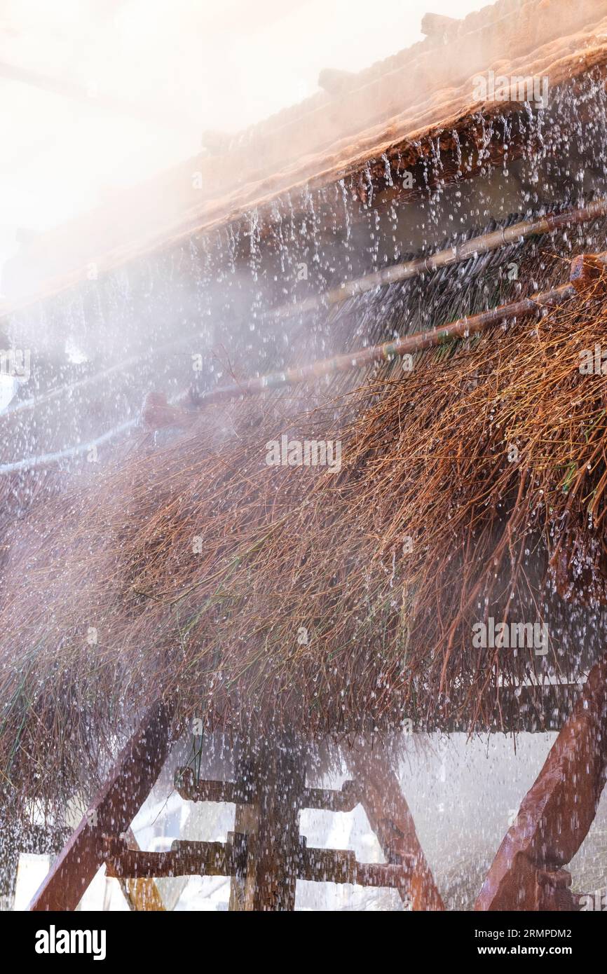 Japan, Kyushu, Beppu. Cooling Hot Springs Water before Circulating it ...