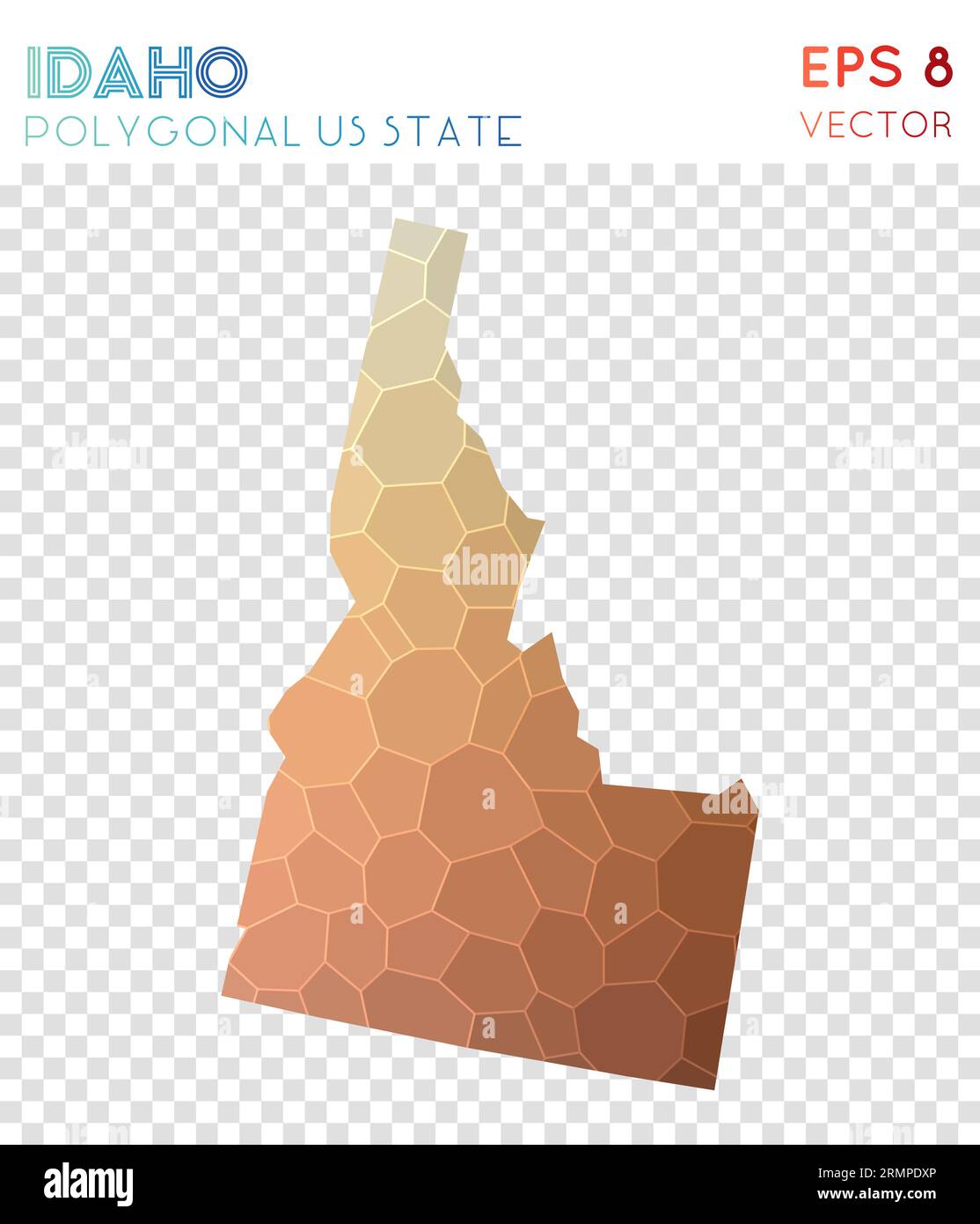 Idaho polygonal map, mosaic style US state. Trending low poly style ...