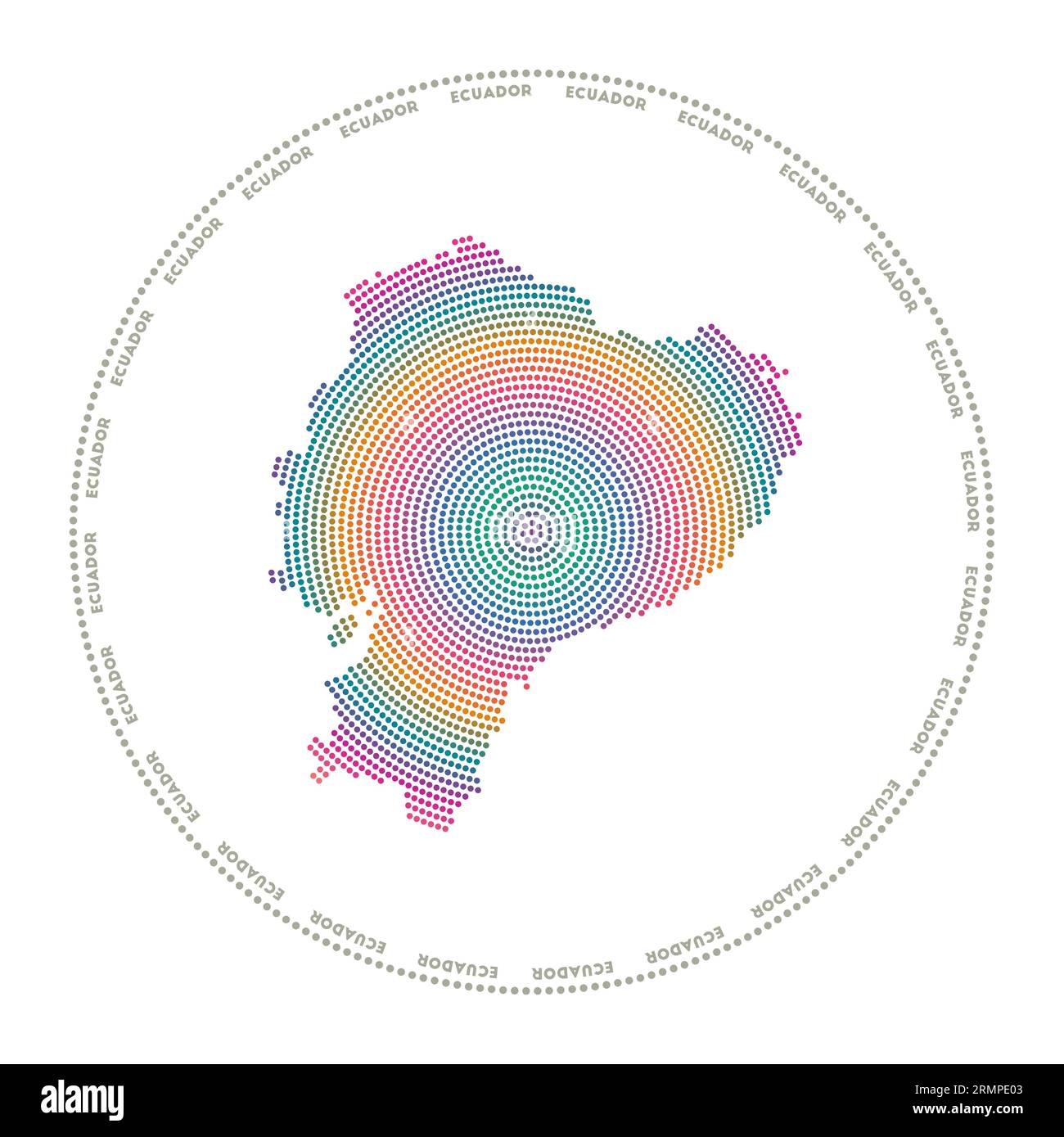 Ecuador round logo. Digital style shape of Ecuador in dotted circle ...