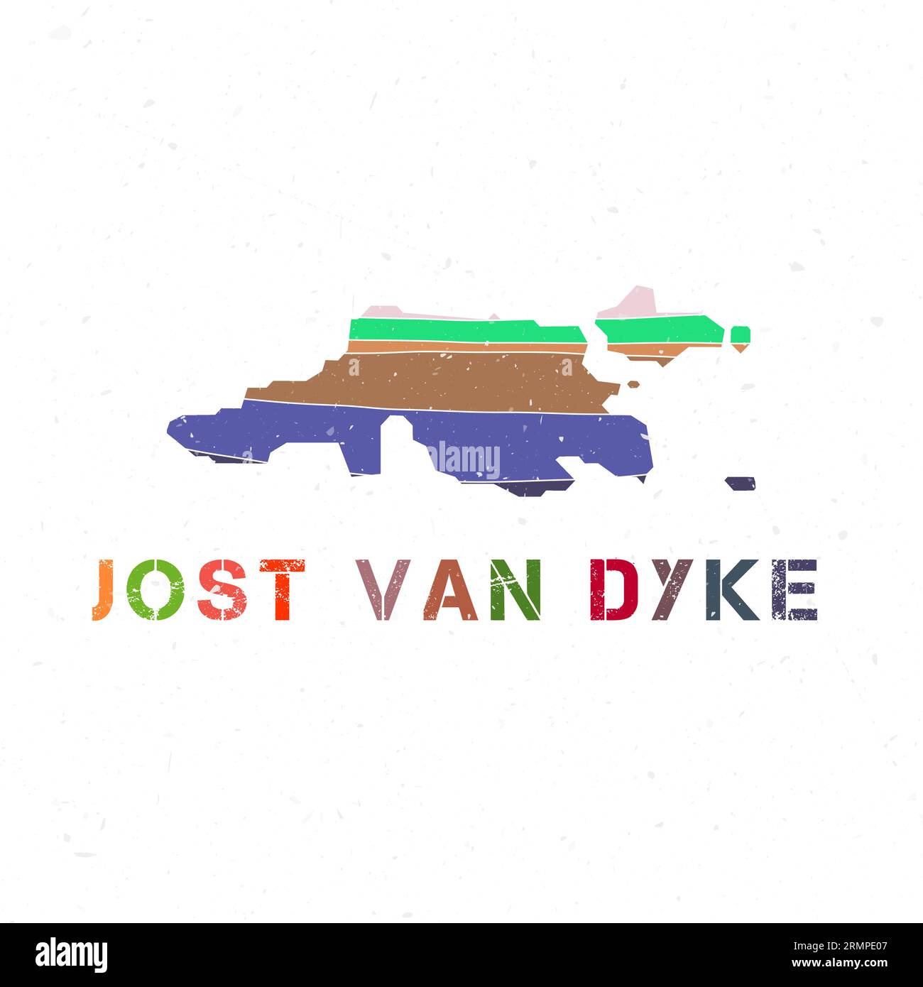 Jost Van Dyke map design. Shape of the island with beautiful geometric ...