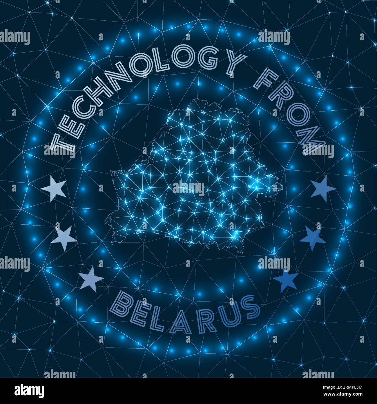 Technology from Belarus. Futuristic geometric badge of the country ...