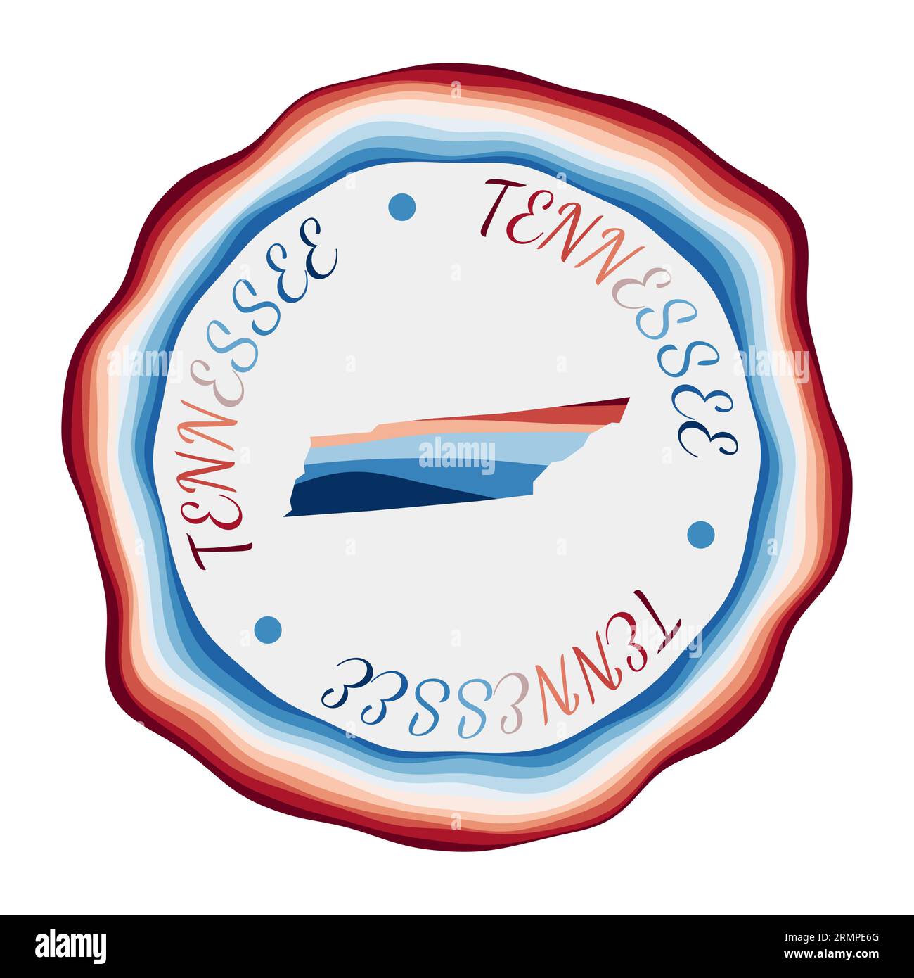 Tennessee badge. Map of the US state with beautiful geometric waves and ...