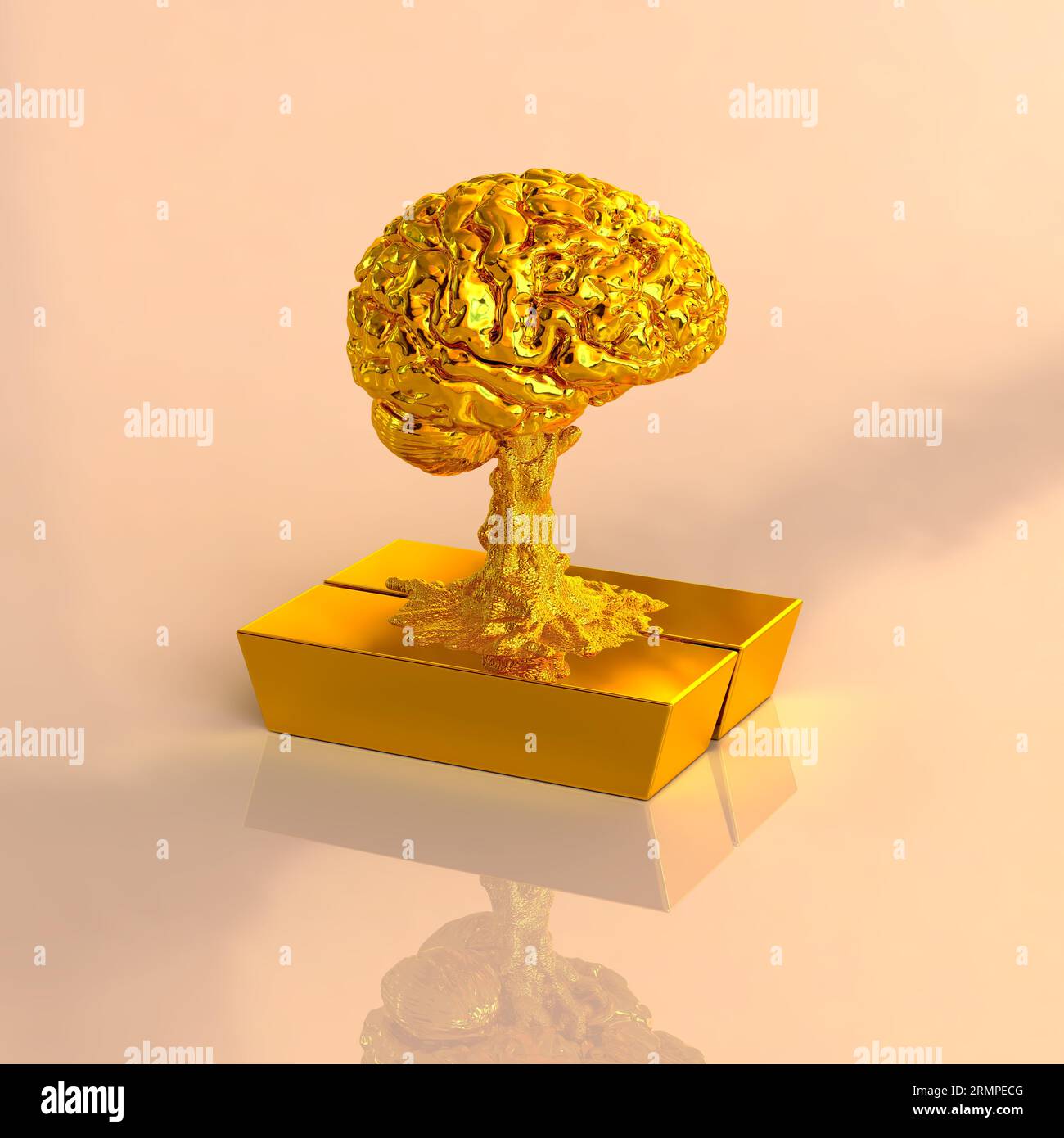 Golden brain, illustration Stock Photo - Alamy