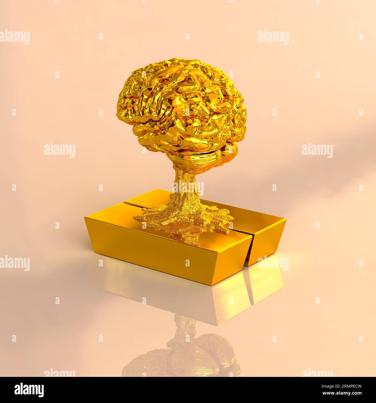 Golden brain, illustration Stock Photo - Alamy