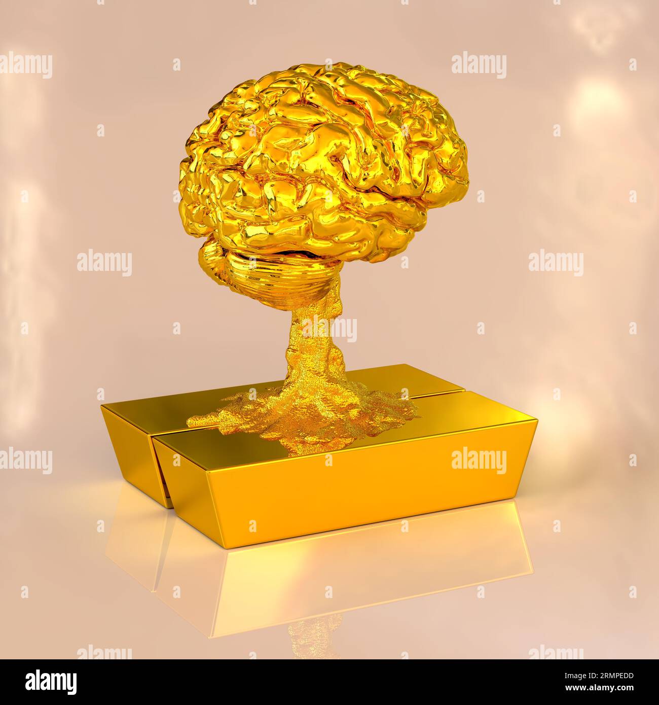 Golden brain, illustration Stock Photo - Alamy