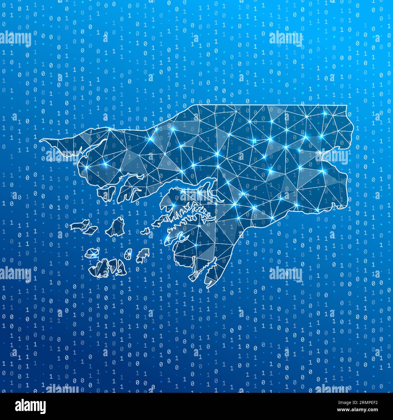 Network map of Guinea-Bissau. Country digital connections map. Technology, internet, network ...