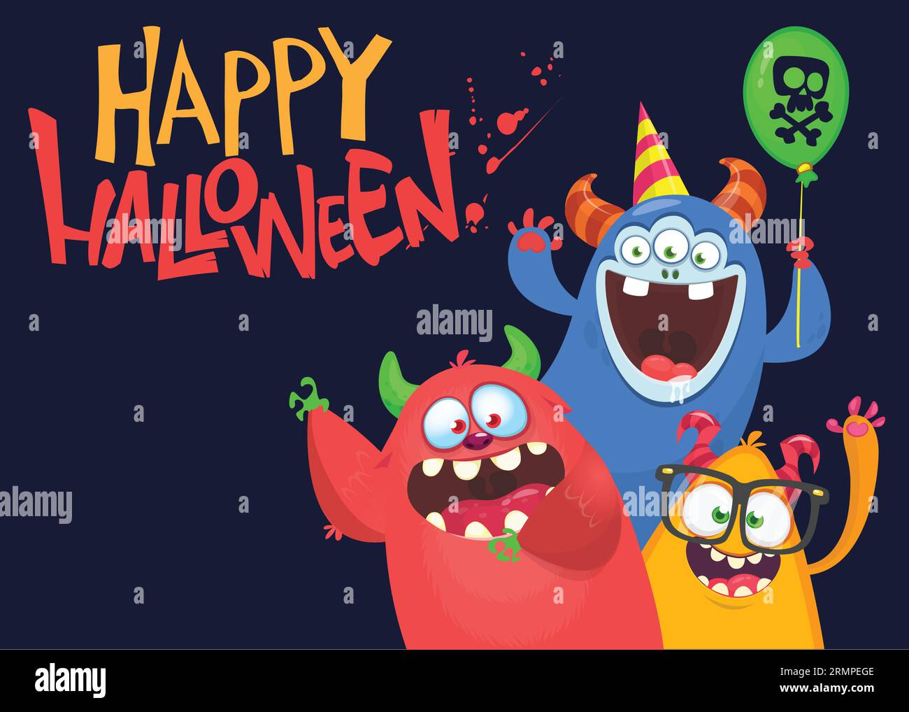 Ñartoon monsters characters. Illustration of happy scary smiling alien ...