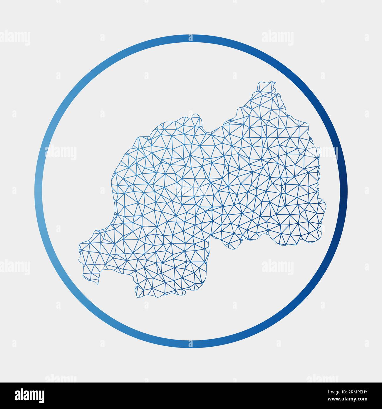 Rwanda icon. Network map of the country. Round Rwanda sign with ...