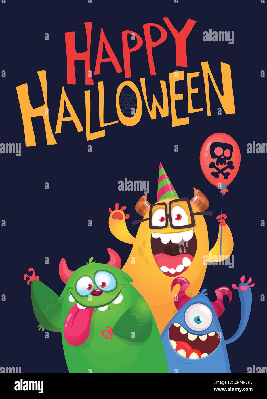 Ñartoon monsters characters. Illustration of happy scary smiling alien ...