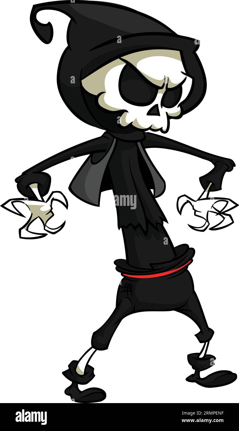 Grim reaper cartoon character. Halloween skeleton design for party ...