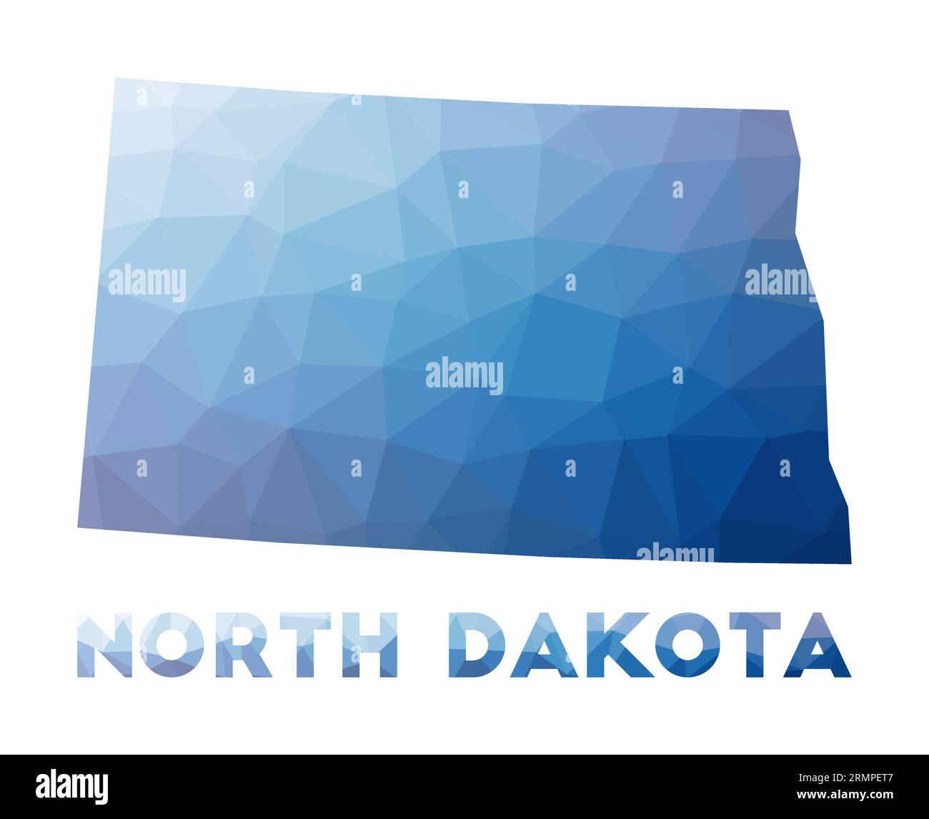 Low poly map of North Dakota. Geometric illustration of the U.S. state ...