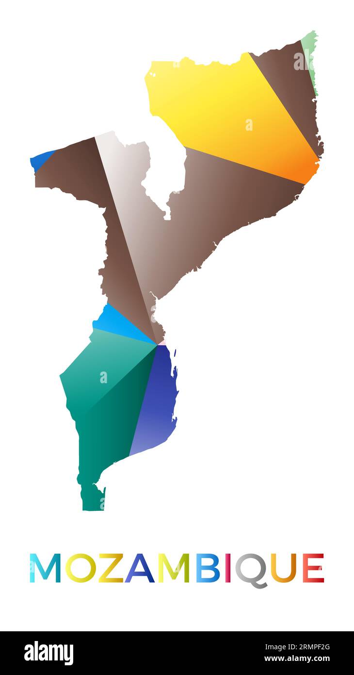 Bright colored Mozambique shape. Multicolor geometric style country ...