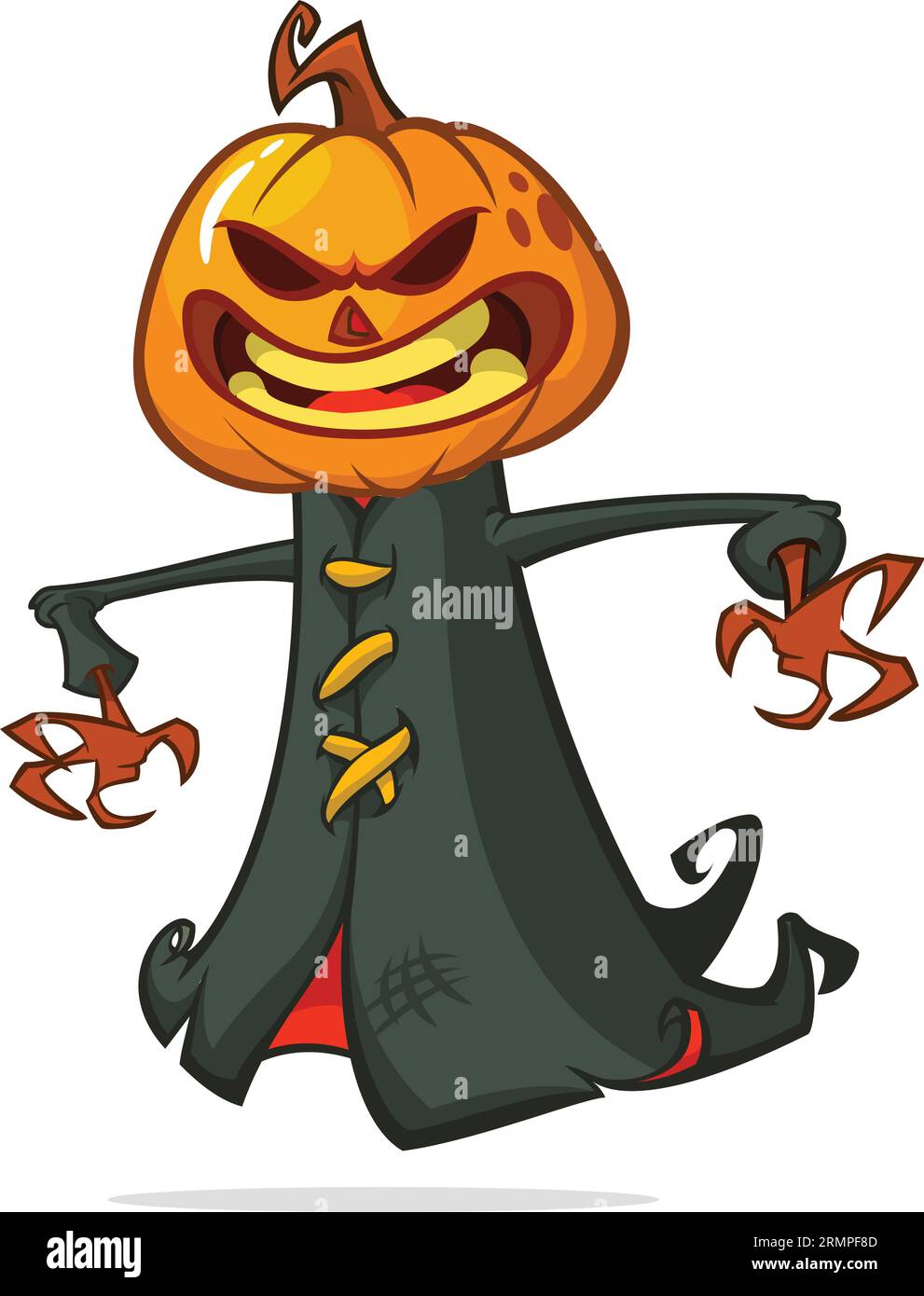 Grim reaper pumpkin head cartoon character. Halloween jack o lantern ...