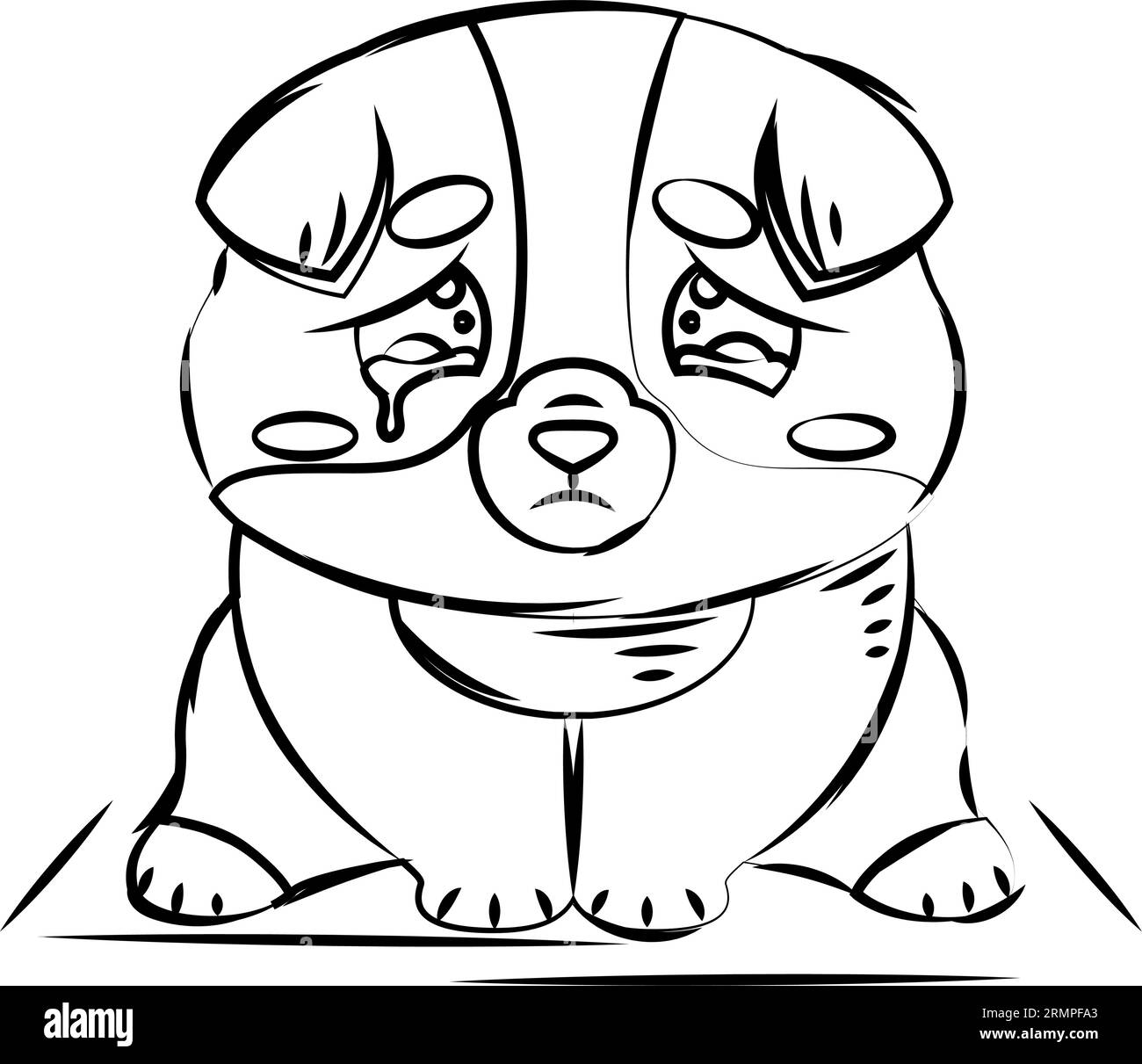 Isolated cute sketch of a crying dog character Vector Stock Vector ...