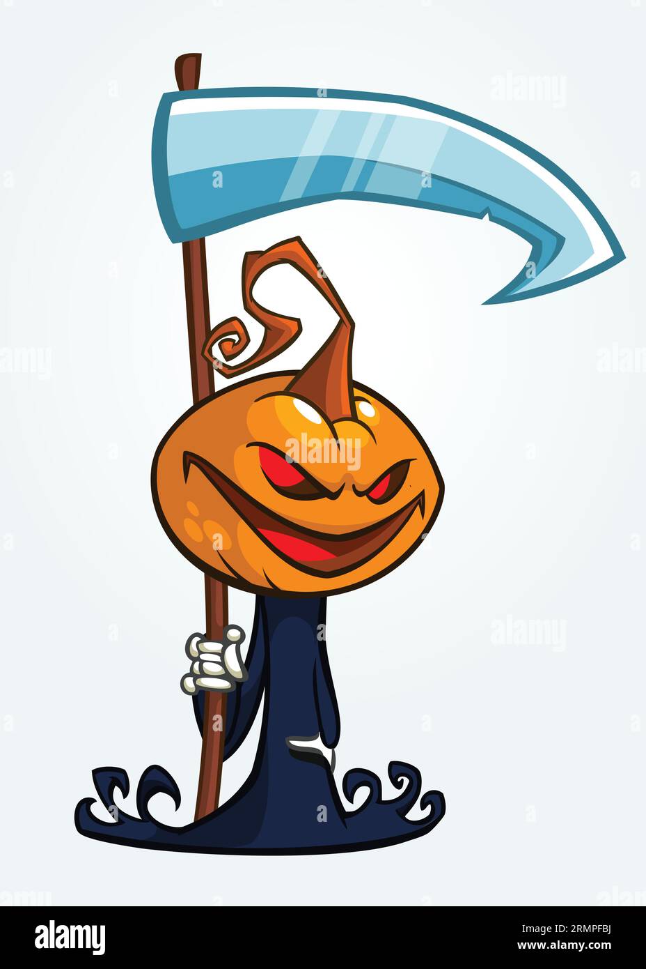 Grim reaper pumpkin head cartoon character with scythe. Halloween jack ...