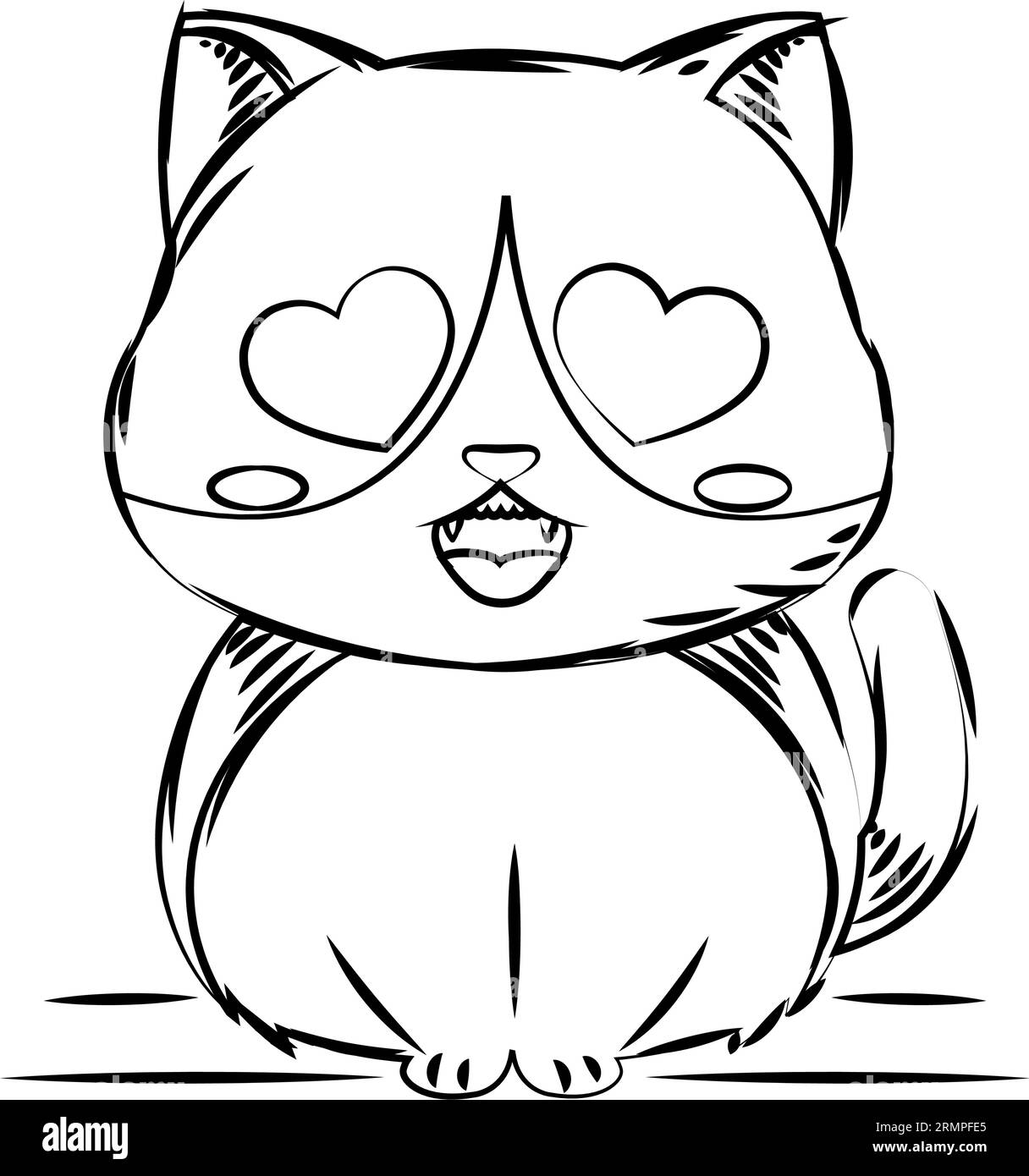 Isolated cute sketch of an in love cat character Vector Stock Vector ...